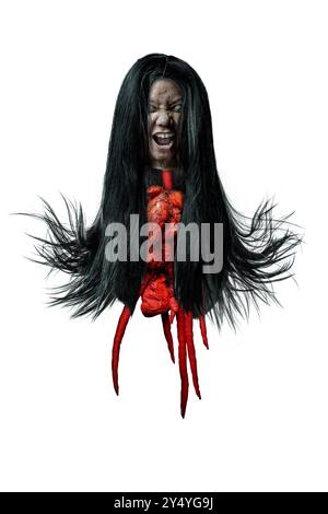 Kuyang, Kunyang, or Krasue ghost isolated over white background. Evil ...