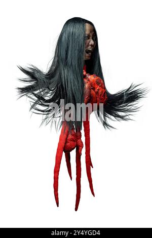 Kuyang, Kunyang, or Krasue ghost isolated over white background. Evil ...