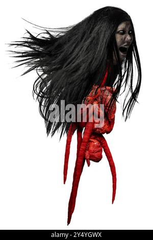 Kuyang, Kunyang, or Krasue ghost isolated over white background. Evil ...