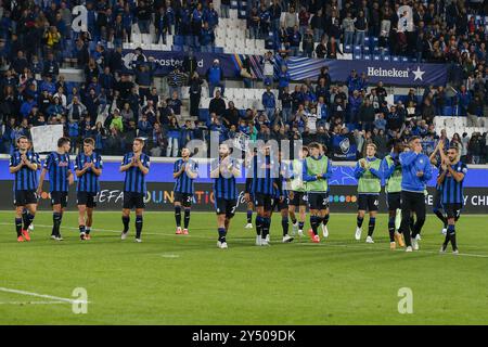 Atalanta BC players applaud the fans following the final whistle during ...