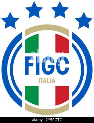 Emblem of the football federation of Italy with italian flag, editorial ...