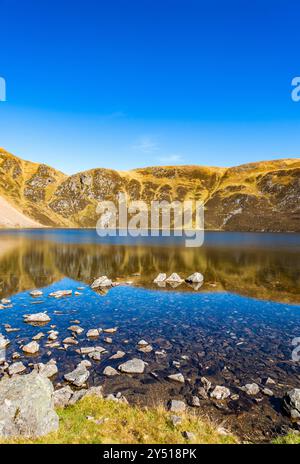 The stunning body of water called Loch Brandy, a mountain loch in Glen ...