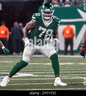 New England Patriots' Morgan Moses looks to block against the Las Vegas ...