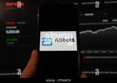 In this photo illustration, Abbott Laboratories logo seen displayed on ...