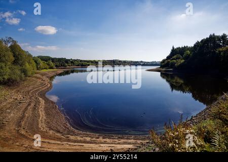 Receding Summer water levels at Wayoh Reservoir, Blackburn, Lancashire ...