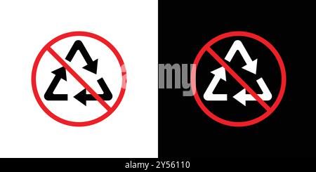 Non Recyclable icon set in black and white color. simple flat vector ...