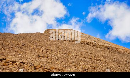 An upward view from the base of the Great Pyramid of Khufu with its ...