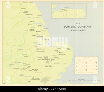 RAF Bomber Command airfields & HQs, 5th March 1943. World War Two 1961 ...