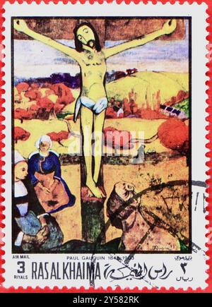 Photo of a 3 Qatari riyal postage stamp from Ras al Khaimah from the ...