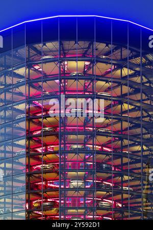 Autostadt car towers illuminated in Wolfsburg night in Germany Stock ...