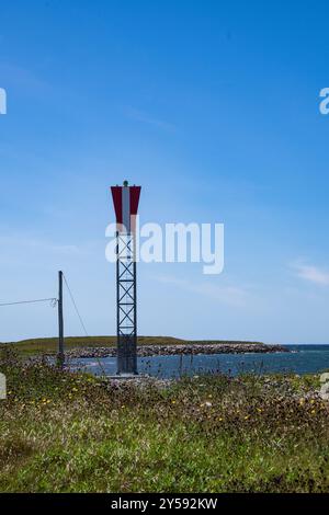 Navigation range markers on the beach in Argentia, Placentia ...