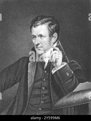 Humphrey Davy (1810-1876) on engraving from the 1800s. British chemist ...