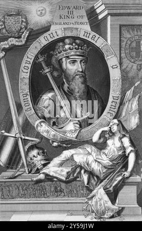 Edward III (1312-1377) on engraving from the 1800s. One of the most ...