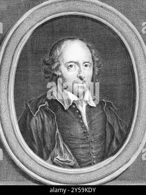 William Shakespeare (1564-1616) on engraving from the 1800s. English ...