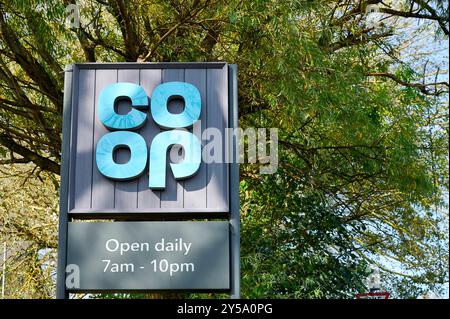 Co-op sign in rural setting ,UK Stock Photo - Alamy
