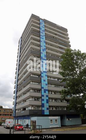 Residential tower block in Coventry city centre, Warwickshire, England ...