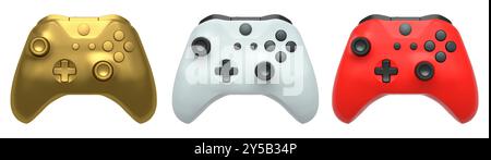Collection of gaming controllers with different colors and designs for ...