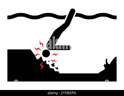 A graphic representation of a warning sign indicating a hazardous water ...