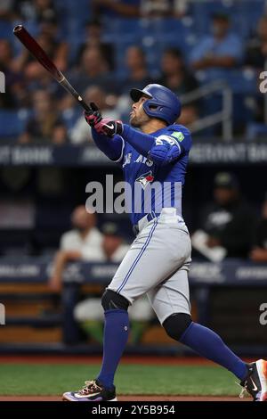 Toronto Blue Jays outfielder George Springer catches a ball in the ...