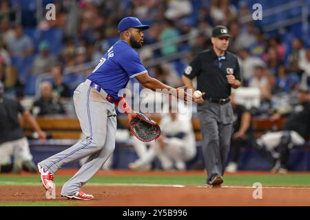 Toronto Blue Jays first base Ty France (2) warms up before a baseball ...