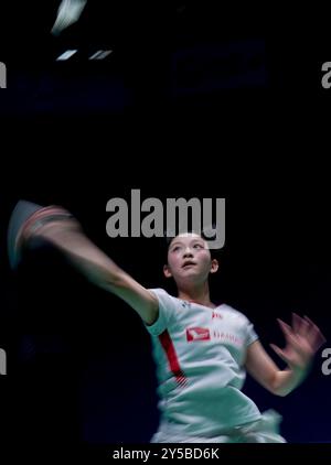 Tomoka MIYAZAKI competes in the women's singles final at the Japan ...