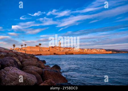 The old town centre of Alghero with the Cattedrale di Santa Maria ...