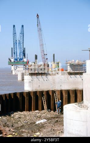 Lampson Translift crane on its jack up with the caisson lifting rig on ...