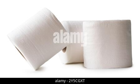 Tissue paper rolls in stack are isolated on white background with ...