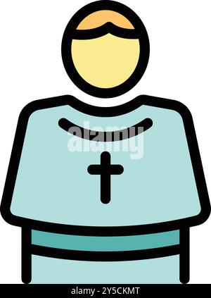 This simple icon depicts a catholic priest wearing a cassock with a ...