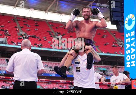 Josh Padley celebrates victory against Marko Cvetanovic (not pictured ...