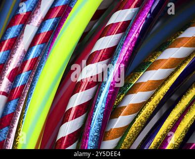 Hula hoops in different colours and patterns Stock Photo - Alamy