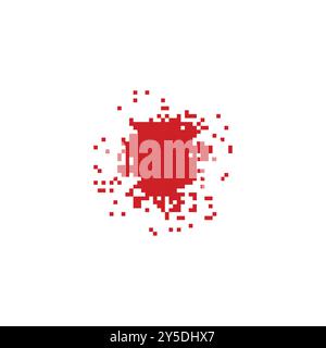Red blood splatter in pixel art style. Pixelated blood stain with drips ...