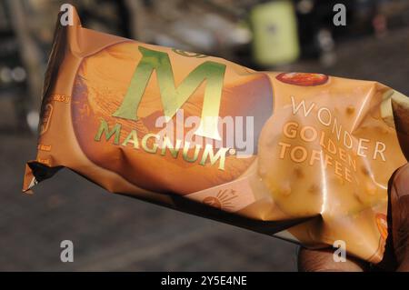 Copenhagen/ DenmarK/21 september 2024/ Magnum wonder golden toffee ice ...