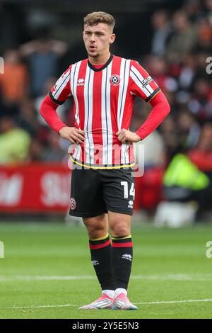 Sheffield United defender Harrison Burrows (14) crosses the ball during ...