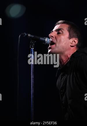 Liam Gallagher performing ahead of the IBF World Heavy weight bout at ...