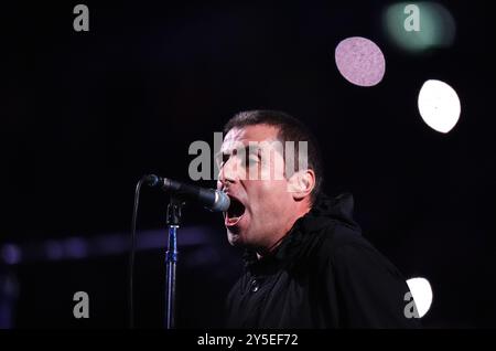Liam Gallagher performing ahead of the IBF World Heavy weight bout at ...