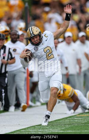 Vanderbilt quarterback Diego Pavia (2) runs the ball past Georgia State ...