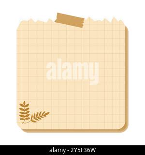 Sticker grid notes cute theme autumn brown pastel with leaves and ...
