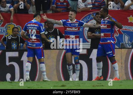 Kayzer after scoring a goal during the Copa do Nordeste game between ...