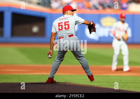 Philadelphia Phillies' Ranger Suarez throws during the first inning of ...