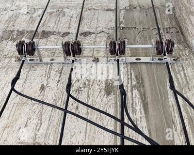Cables in an elevator shaft at a new building construction site Stock ...