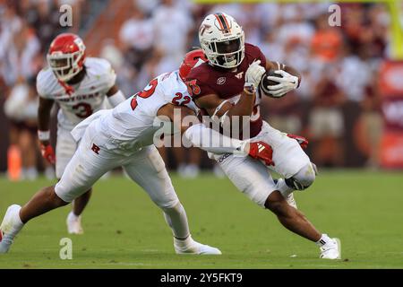 Virginia Tech running back Bhayshul Tuten speaks during a press ...