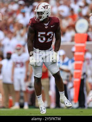 Virginia Tech defensive lineman Antwaun Powell-Ryland runs a drill at ...