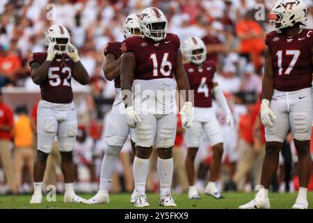 Virginia Tech defensive lineman Aeneas Peebles runs in the 40-yard dash ...
