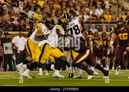 Iowa running back Kaleb Johnson runs a drill at the NFL football ...