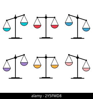 Set of Scale equal icon, lawyer crime web sign, protection balance ...