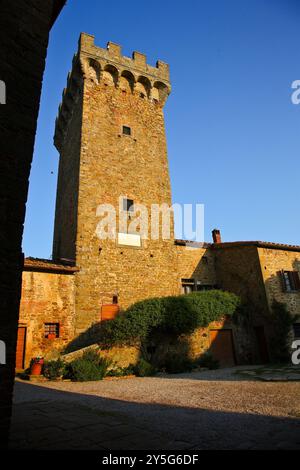 The ancient castle town of Gargonza near Arezzo, today transformed into ...