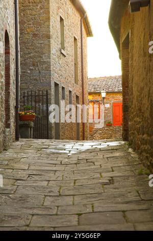 The ancient castle town of Gargonza near Arezzo, today transformed into ...