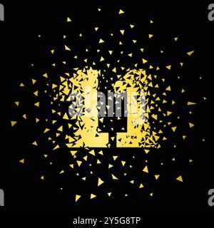 Broken numbers 11. Explosion effects. Vector and illustration Stock ...