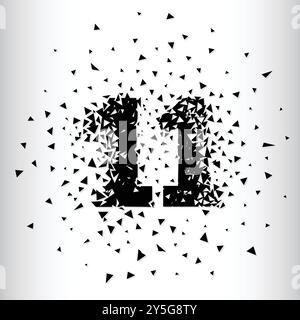 Broken numbers 11. Explosion effects. Vector and illustration Stock ...